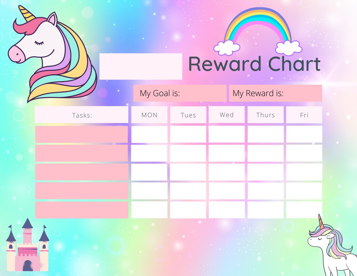 Unicorn Reward Chart, Unicorn Behavior Chart, Childrens Reward Chart ...