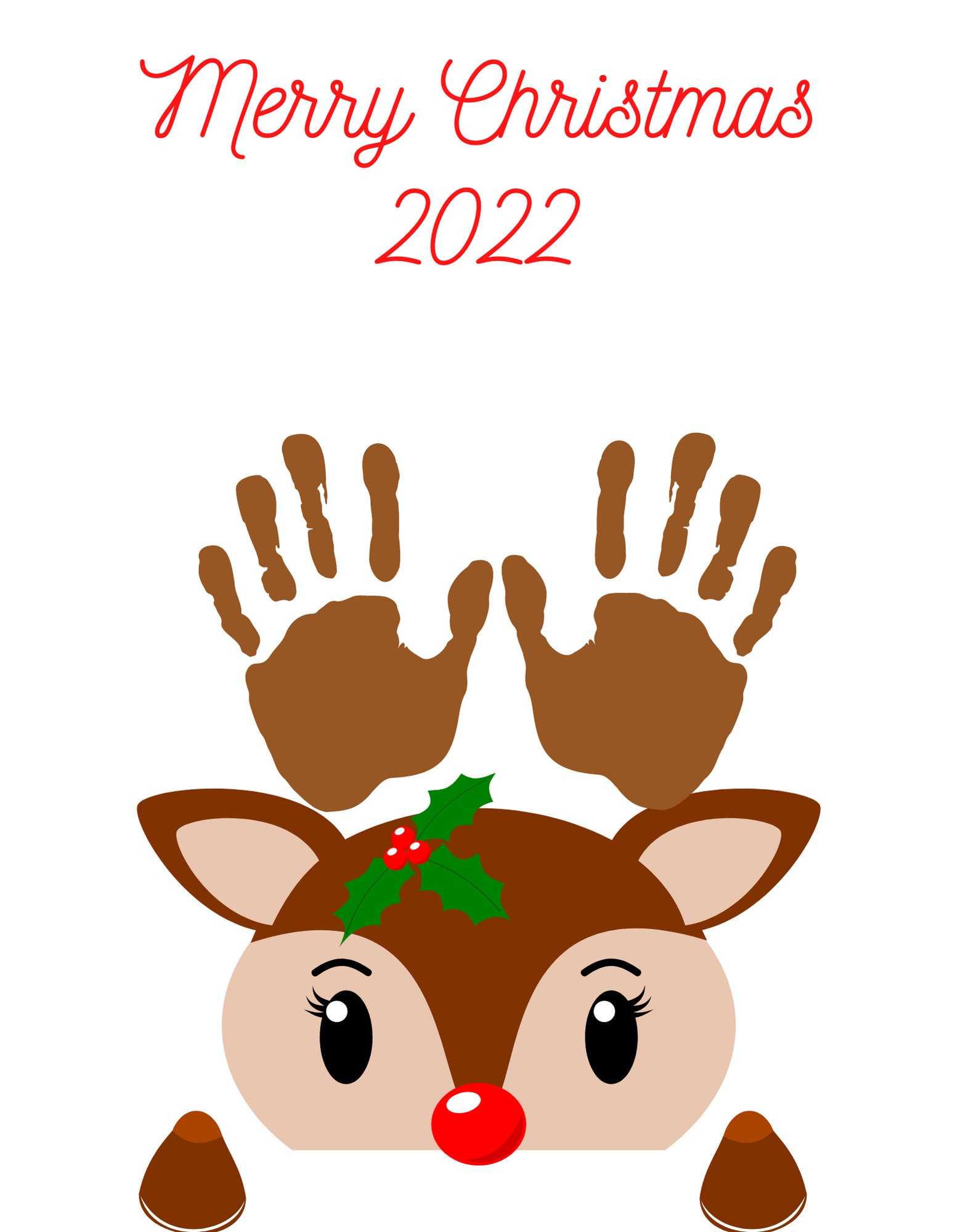Reindeer Hand Print Craft Printable Reindeer Handprint Art Merry ...