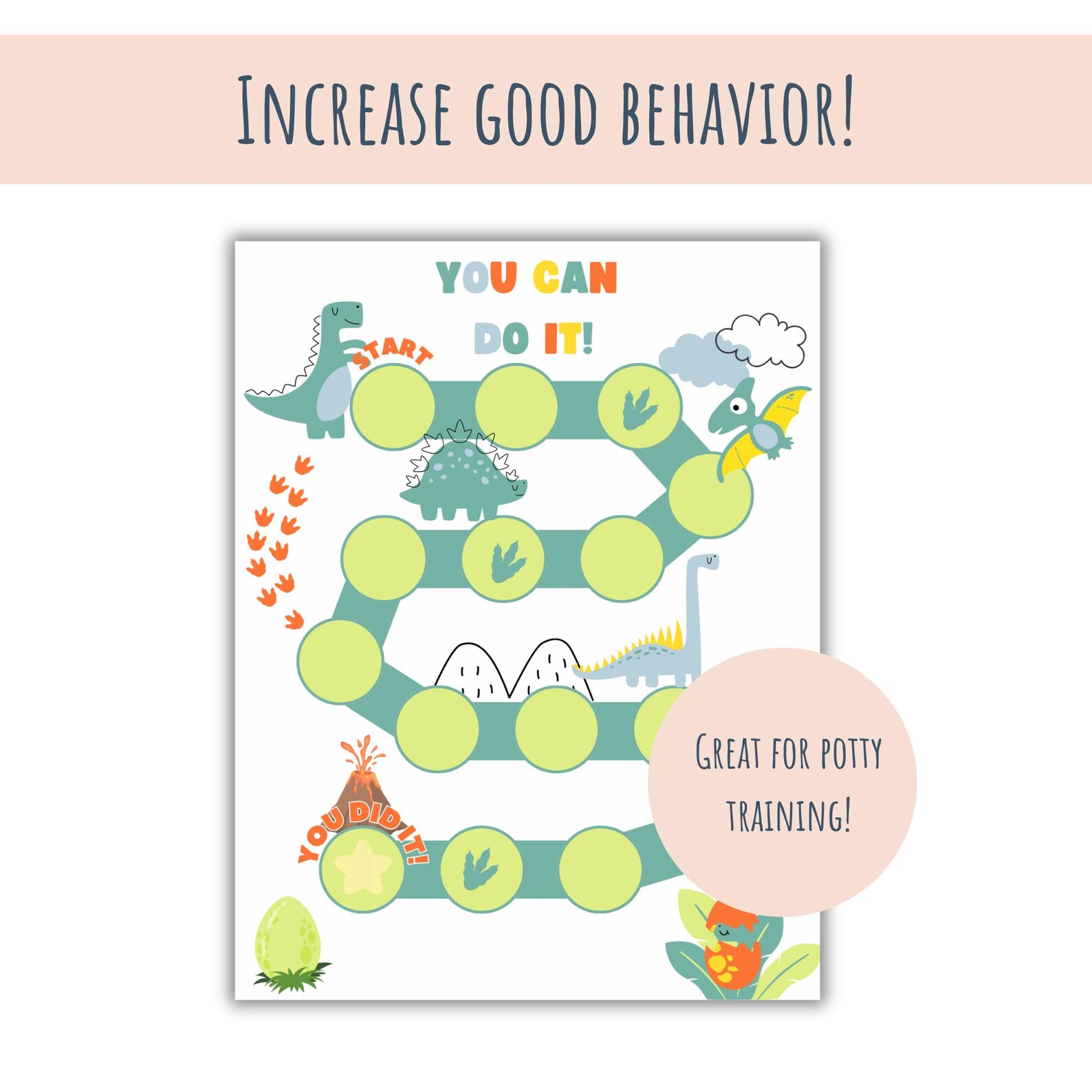 Printable Dinosaur Reward Chart | Dinosaur Kids Potty Training Chart ...