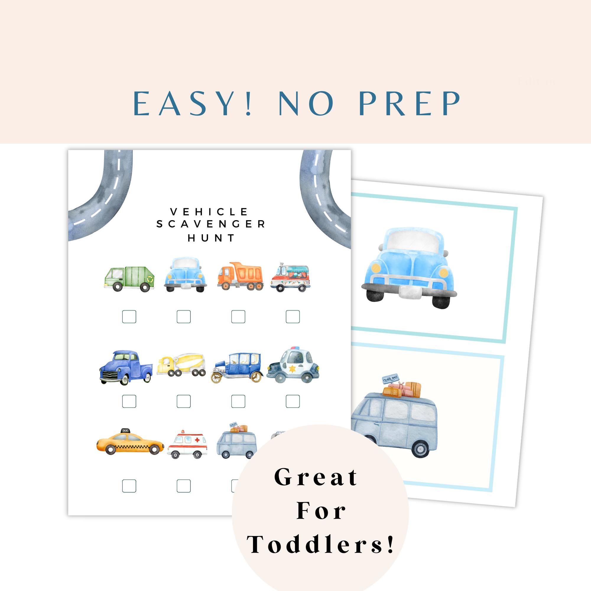 Vehicle Preschool Scavenger Hunt, Toddler Scavenger Hunt. Cars and ...