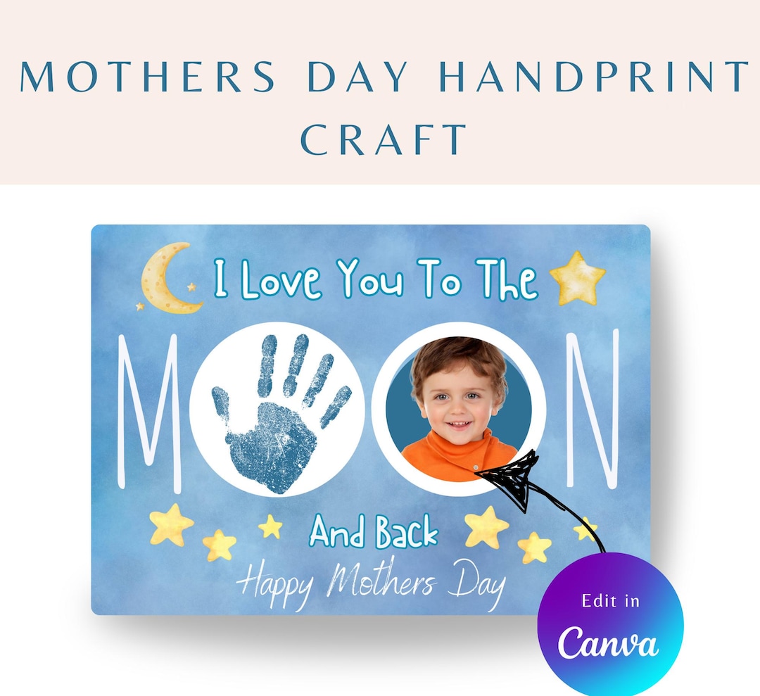 Mothers Day Handprint Craft, I Love You to the Moon and Back, Editable ...