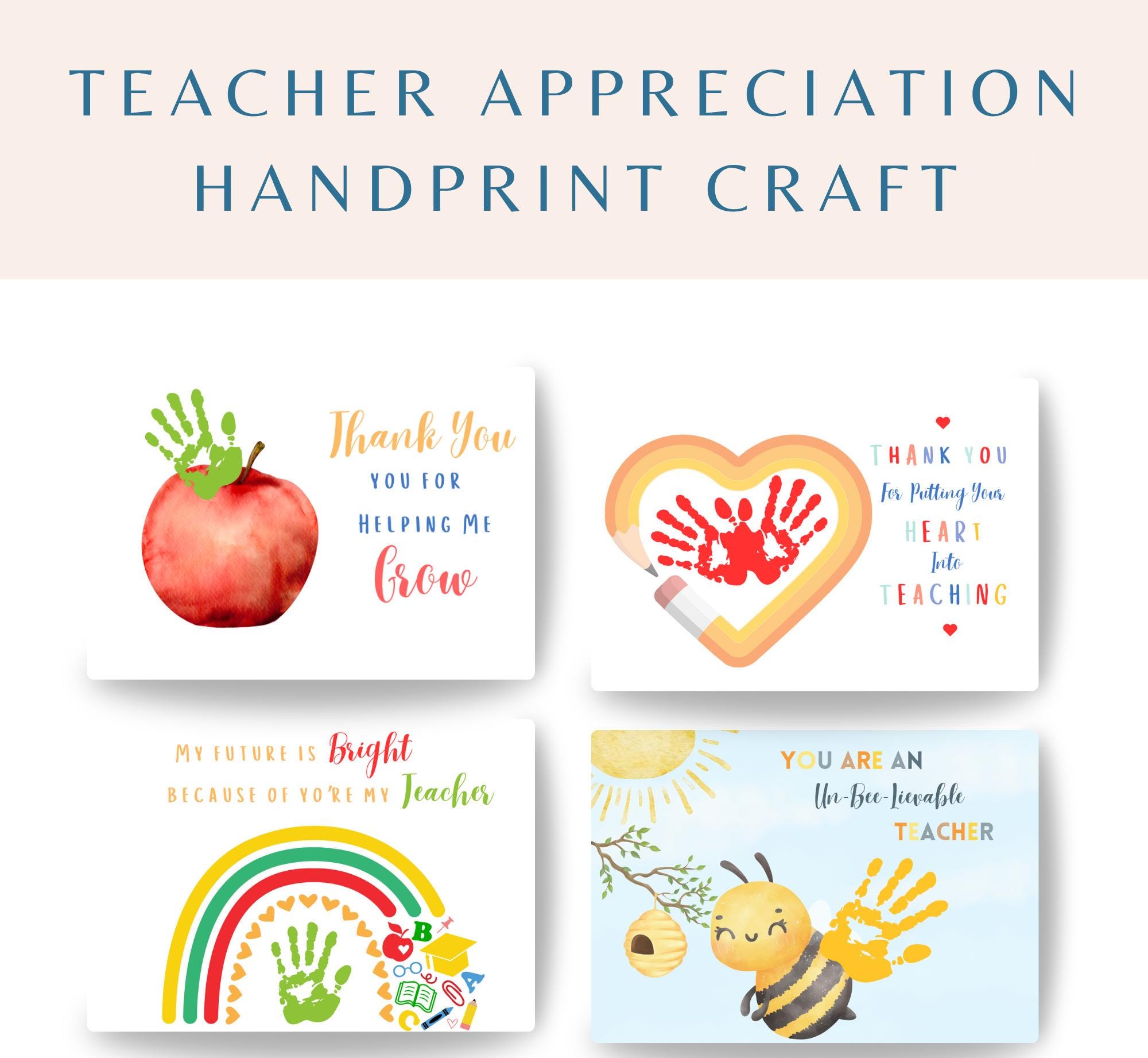Teacher Appreciation Handprint Craft Bundle | Printable Gift for ...