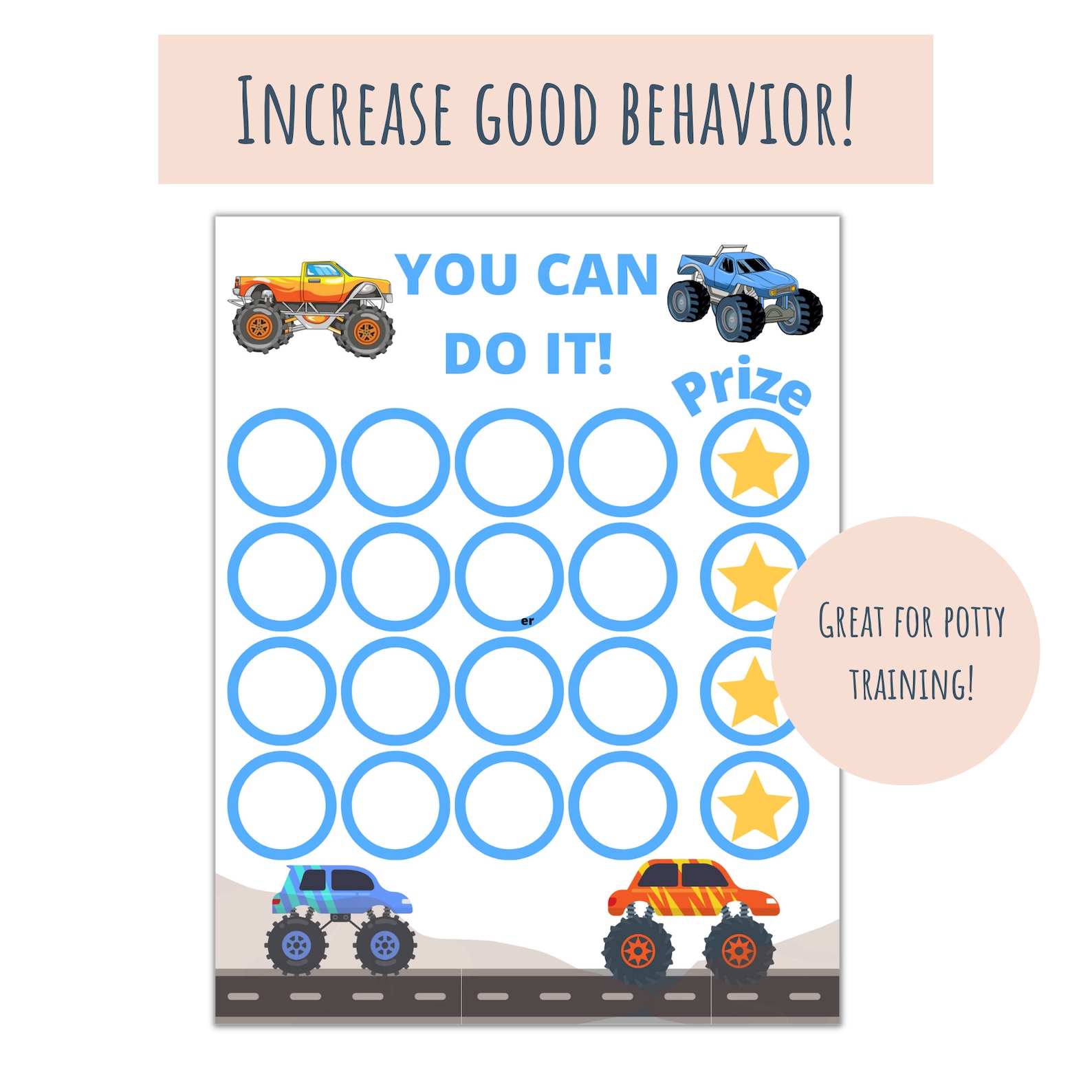 Printable Monster Truck Reward Chart | Monster Truck Potty Chart ...