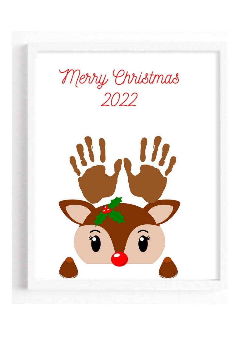 Reindeer Hand Print Craft Printable Reindeer Handprint Art Merry ...