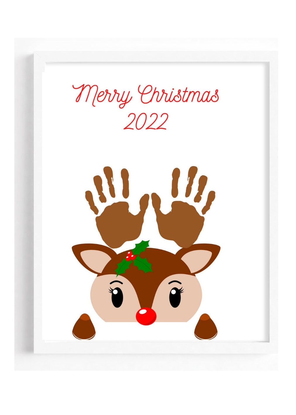 Reindeer Hand Print Craft Printable Reindeer Handprint Art Merry ...