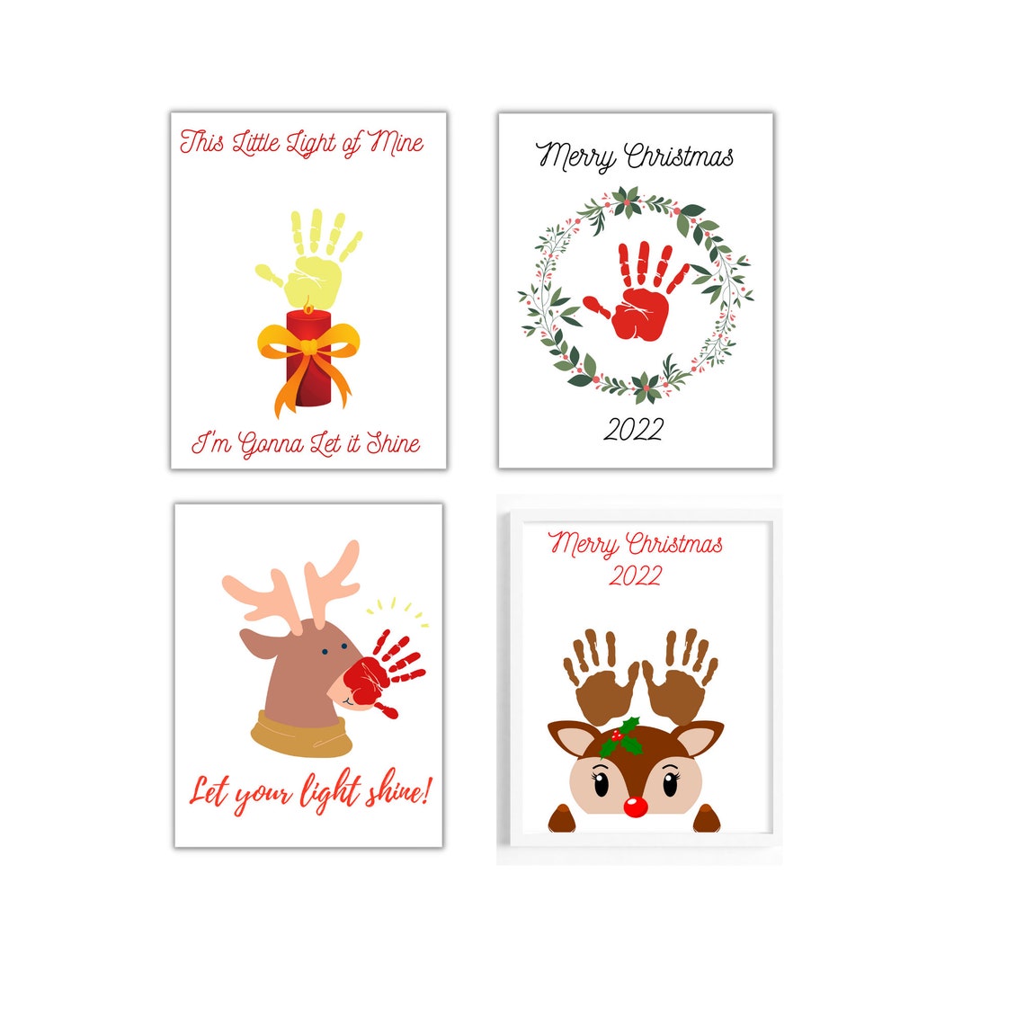 Christmas Hand Print Craft Printable Bundle, Kids Christmas Activity ...