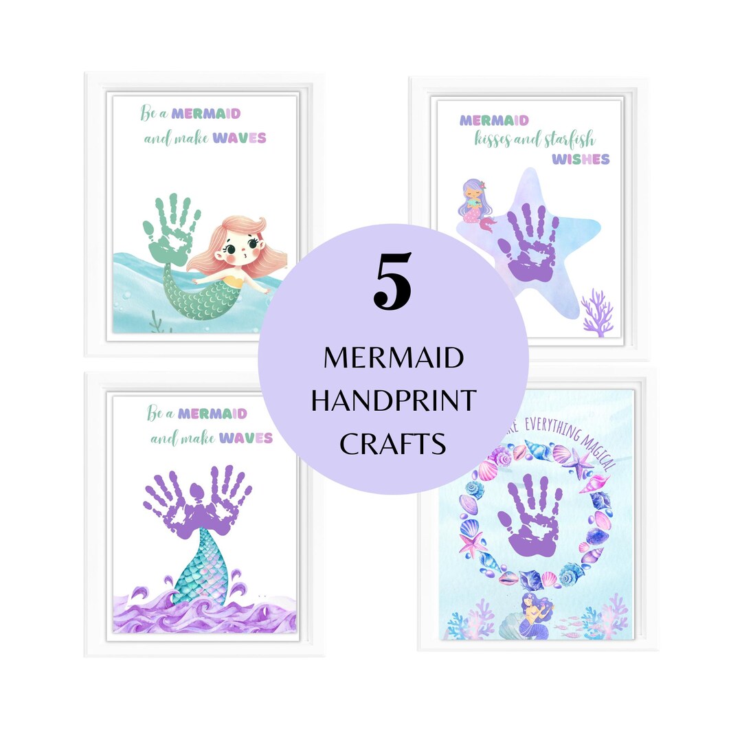 Mermaid Handprint Craft Bundle, Toddler Activity, Preschool Activity ...