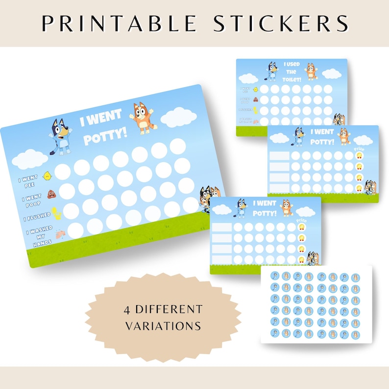Bluey Potty Chart, Toddler Potty Training Chart, Toilet Training Reward ...