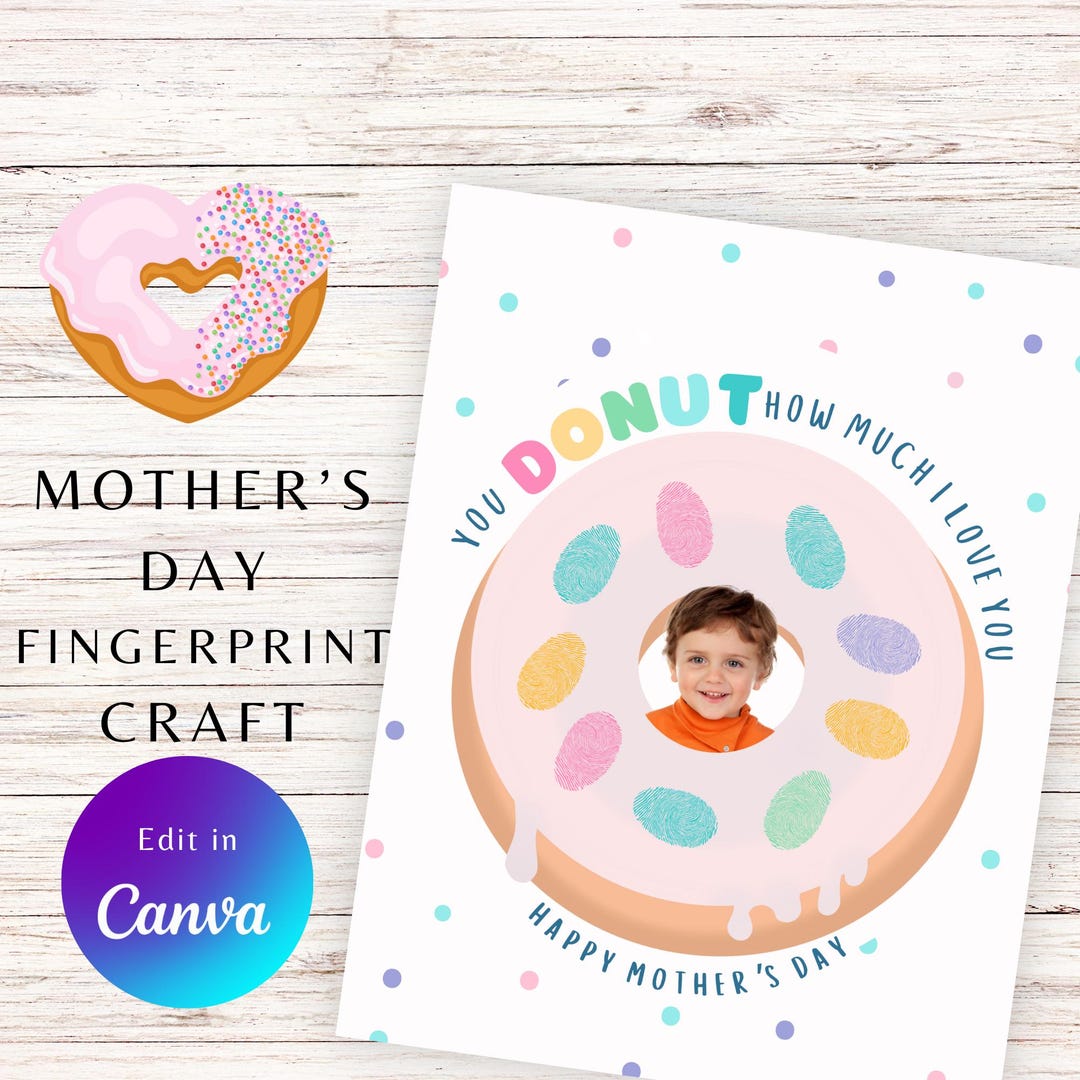 You Donut How Much I Love You Handprint Craft, Fingerprint Mother’s Day ...