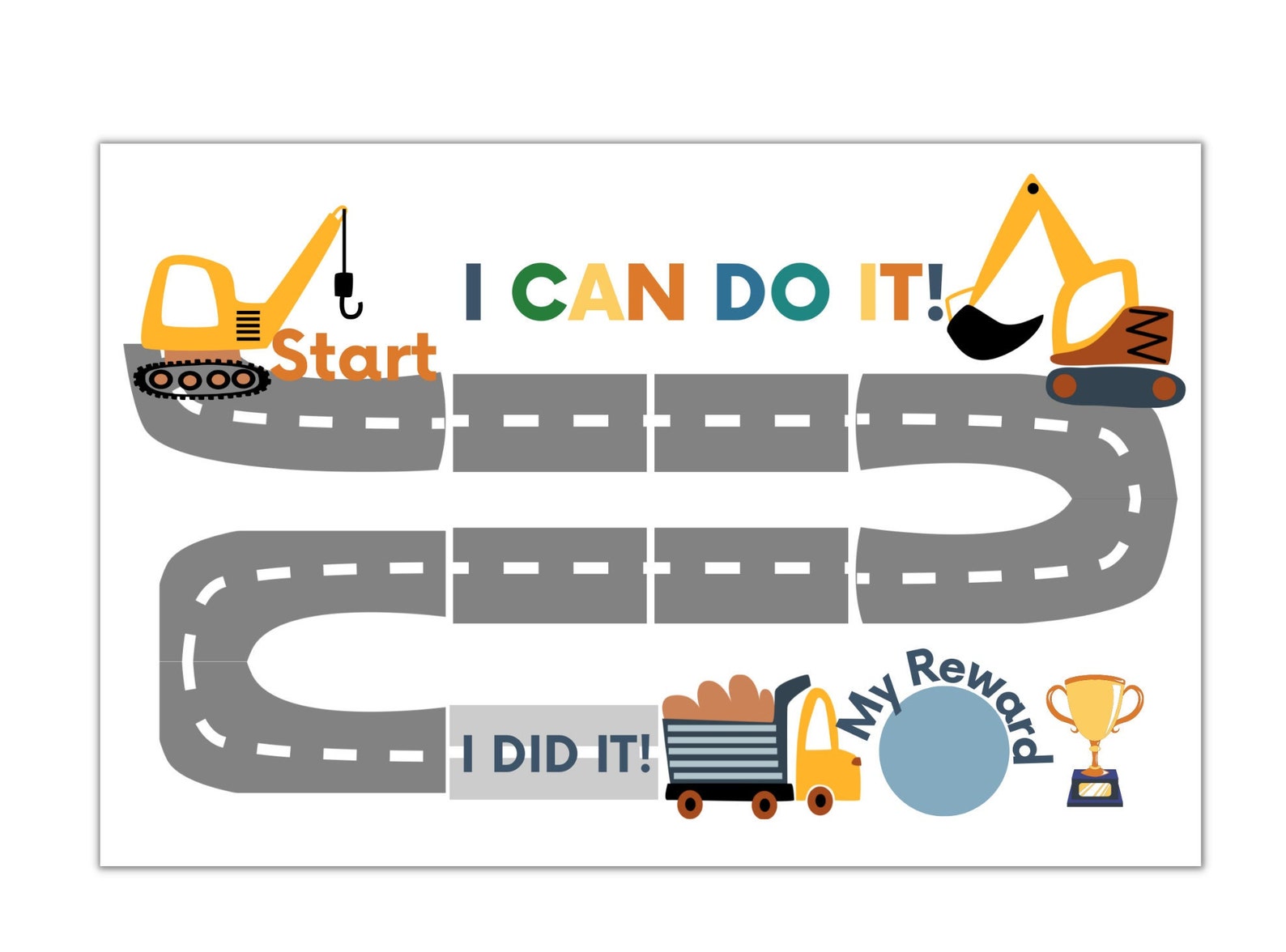 Printable Construction Reward Chart | Construction Kids Behavior Chart ...