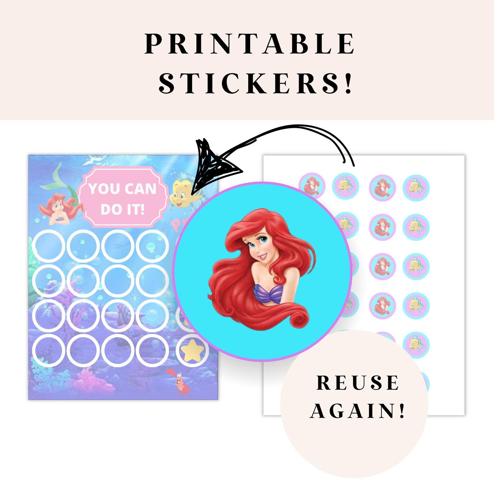 Printable Mermaid Reward Chart, Mermaid Kids Potty Training Chart ...