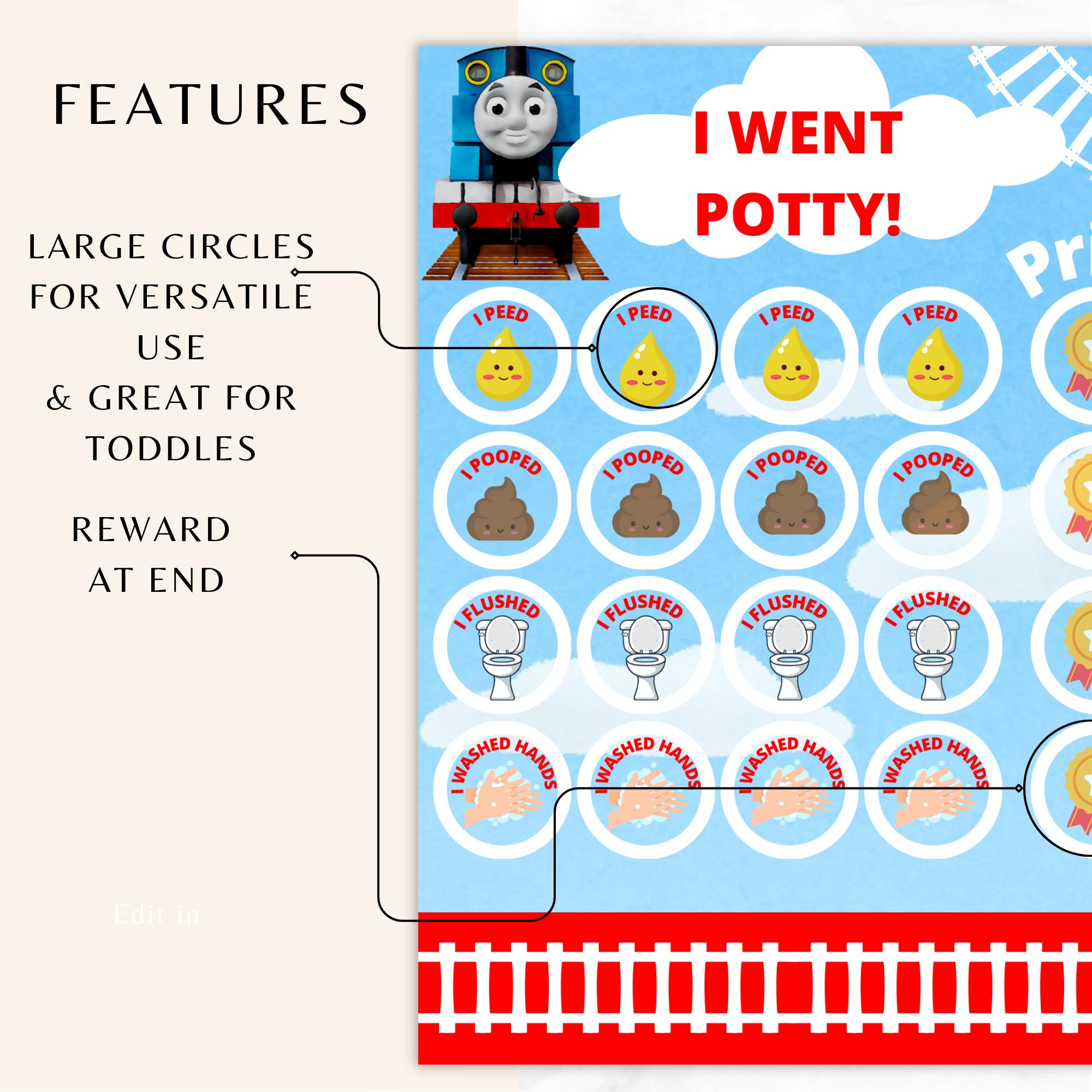 Printable Thomas Train Potty Chart, Train Reward Chart, Toddler Potty ...