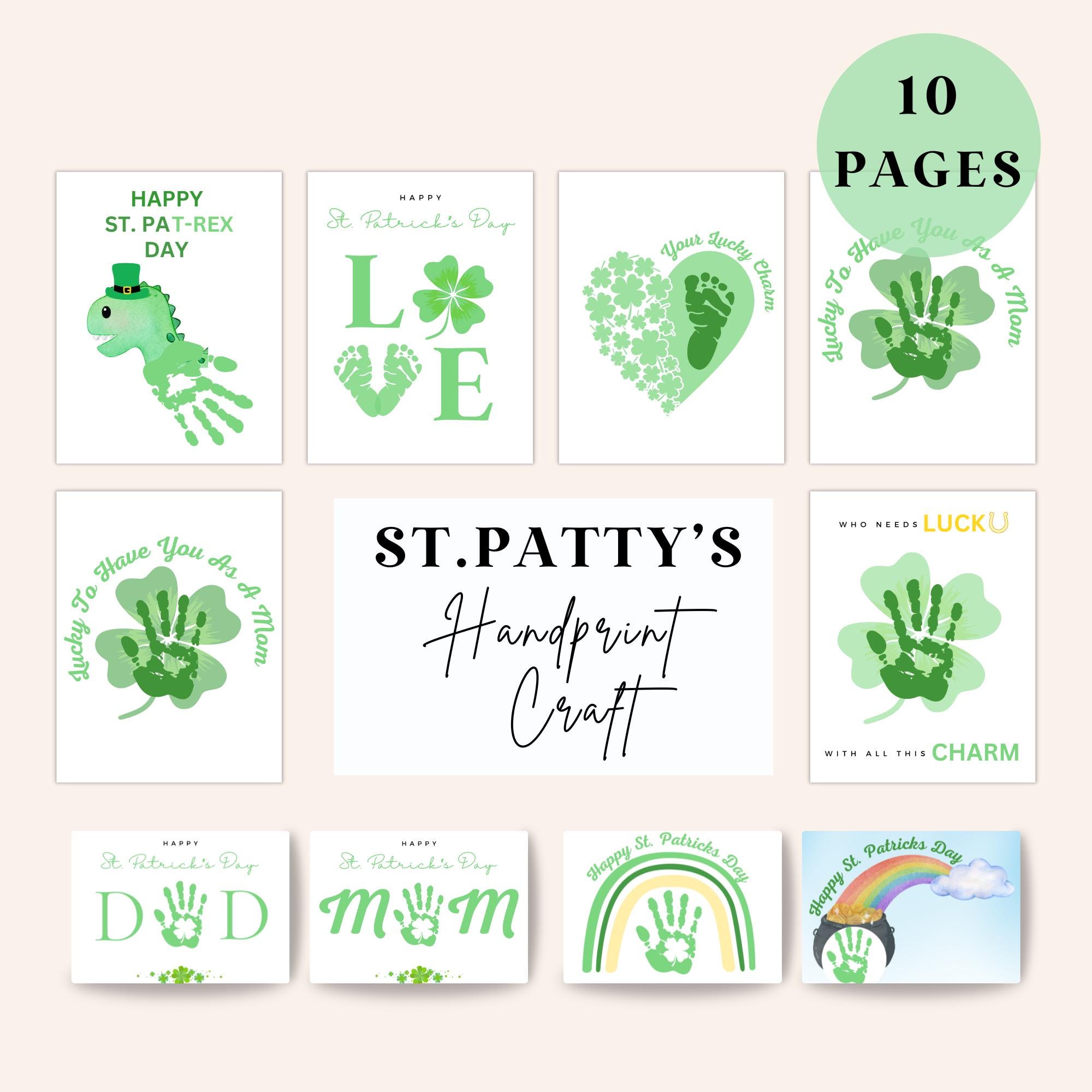 St. Patrick’s Day Handprint & Footprint Craft Bundle, Toddler Activity ...