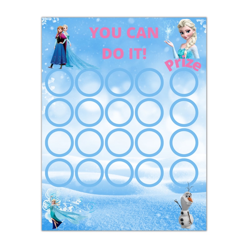 Frozen Reward Chart, Potty Reward Chart, Frozen Potty Chart, Toddler ...