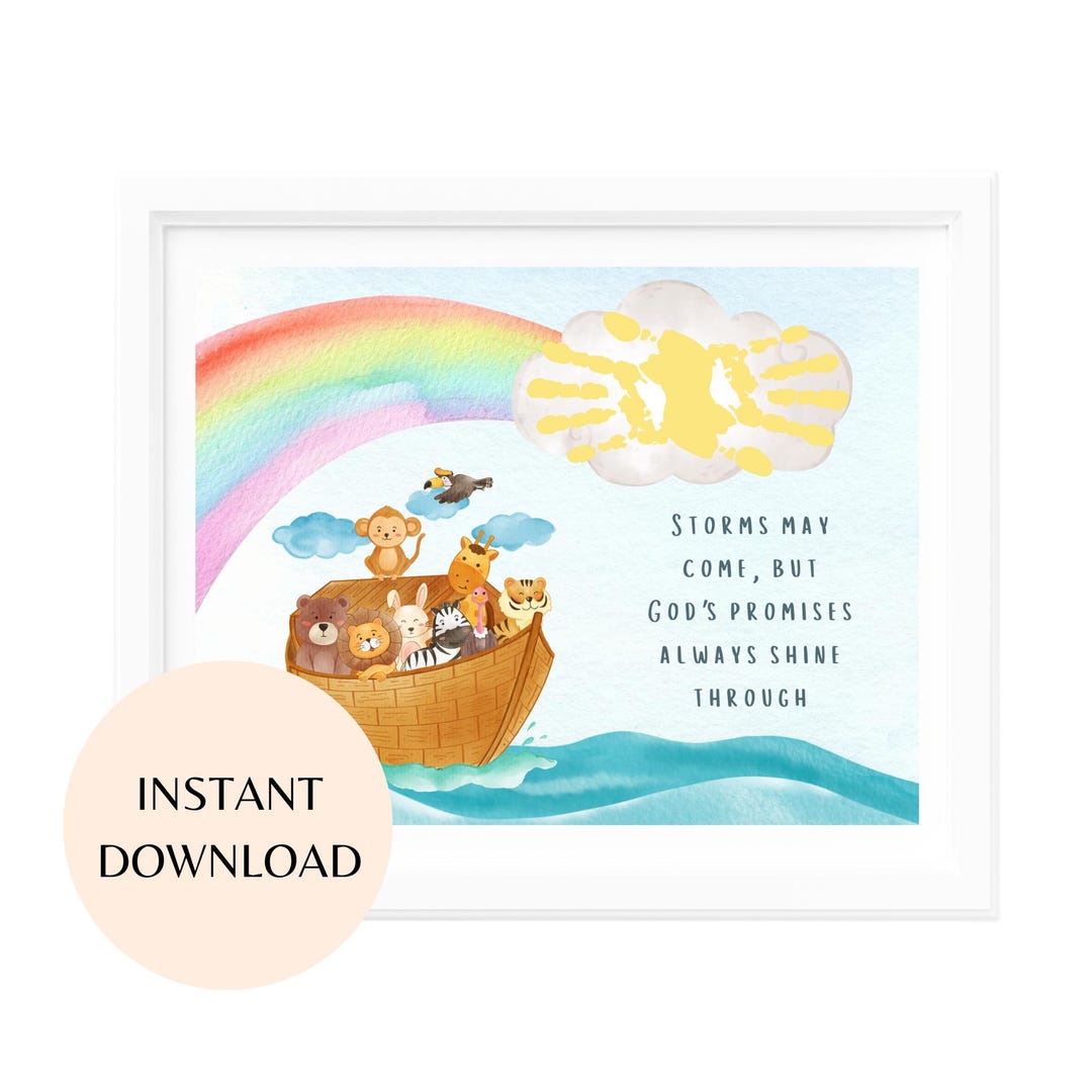 Noah's Ark Christian Handprint Art, Preschool, Sunday School Nursery ...