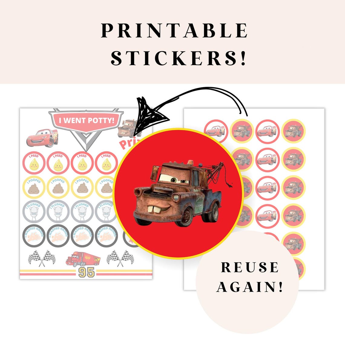 Cars Potty Training Chart Printable, Toilet Training Chart, Toileting ...