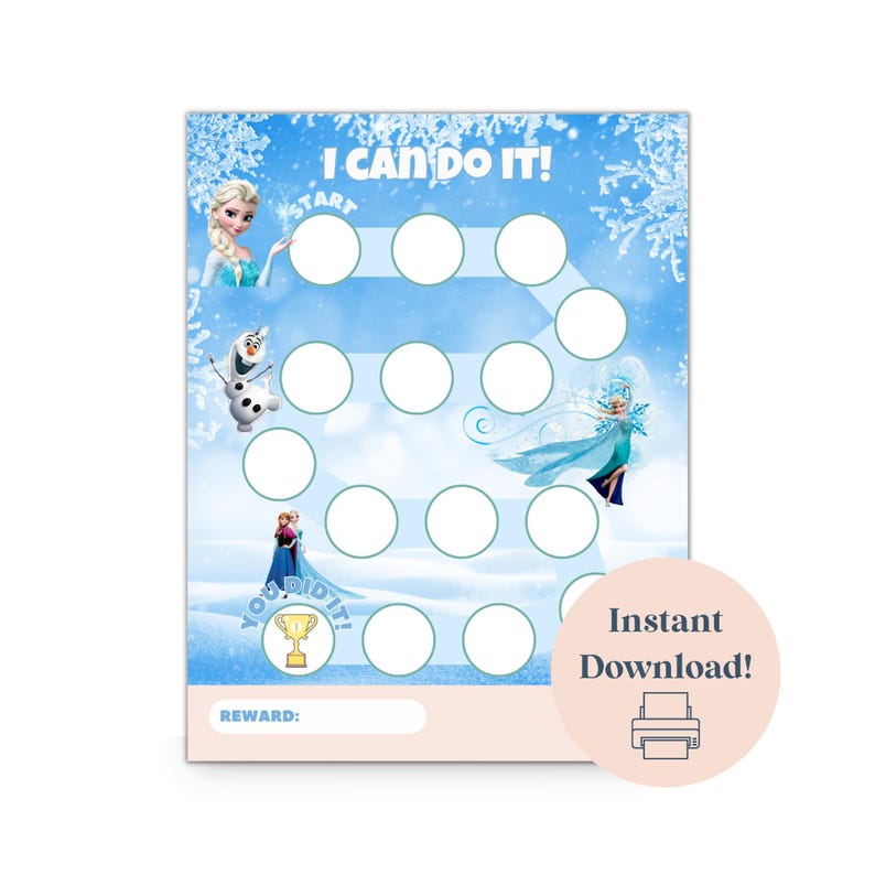 Frozen Reward Chart, Potty Reward Chart, Frozen Potty Chart, Toddler ...