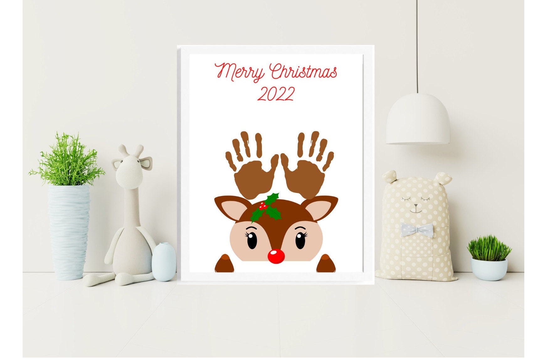 Reindeer Hand Print Craft Printable Reindeer Handprint Art Merry ...