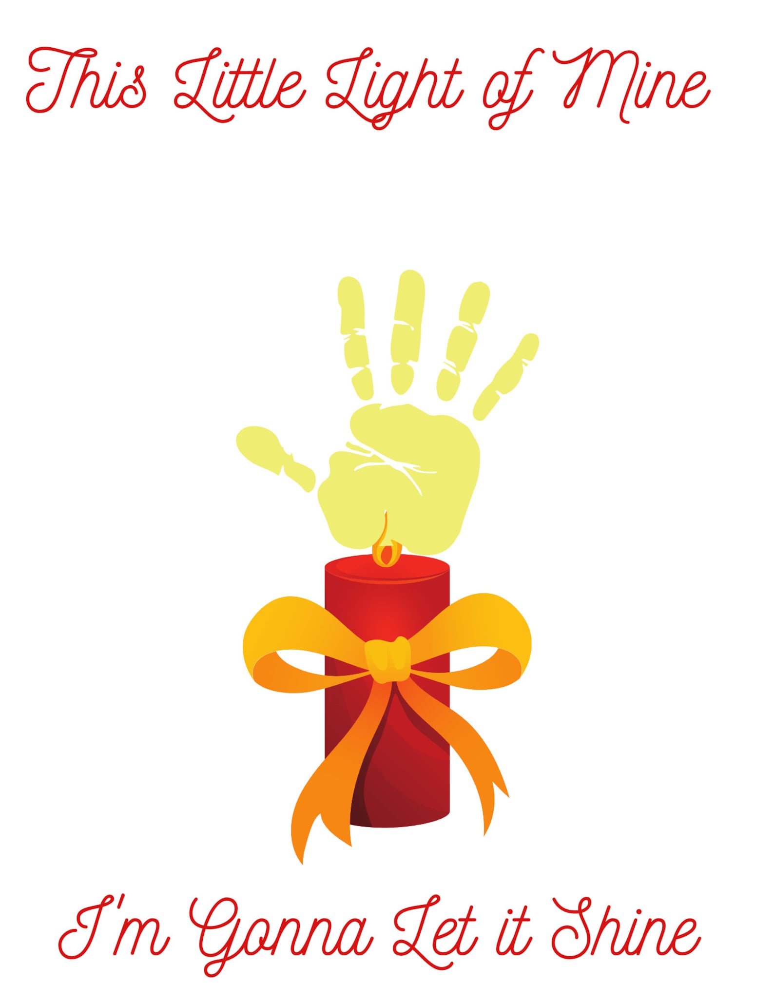 Kids Handprint Craft, This Little Light of Mine, Childrens Holiday ...