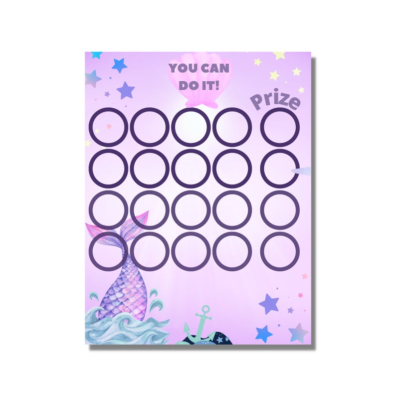 Printable Mermaid Reward Chart, Mermaid Kids Potty Training Chart ...