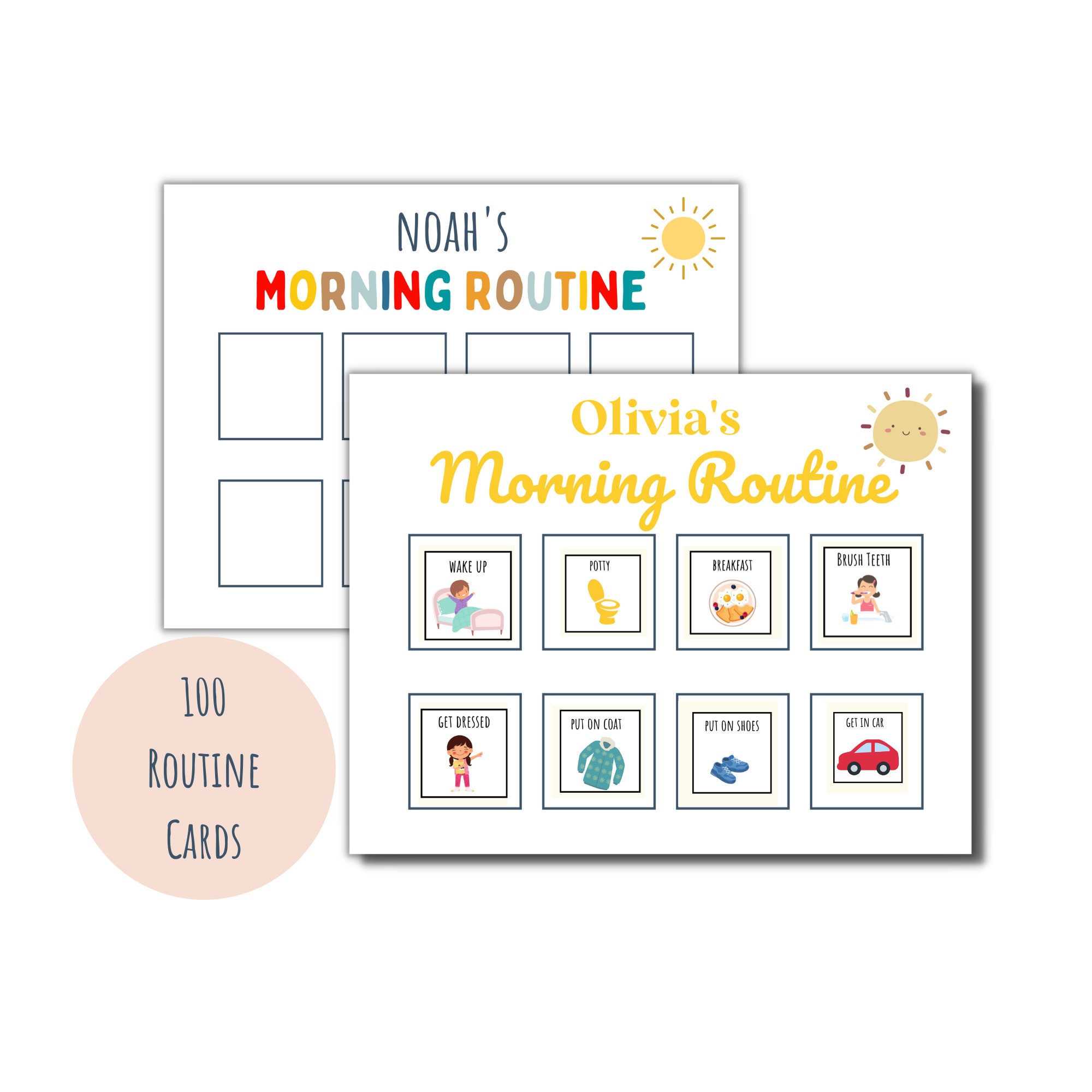 Morning Routine Chart for Kids, Bundle Morning Routine Chart, Childrens ...