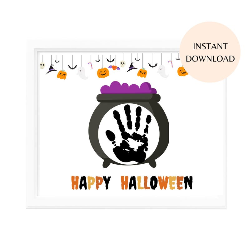 Halloween Handprint Craft, Fall Handprint Art, Preschool Activity, DIY ...