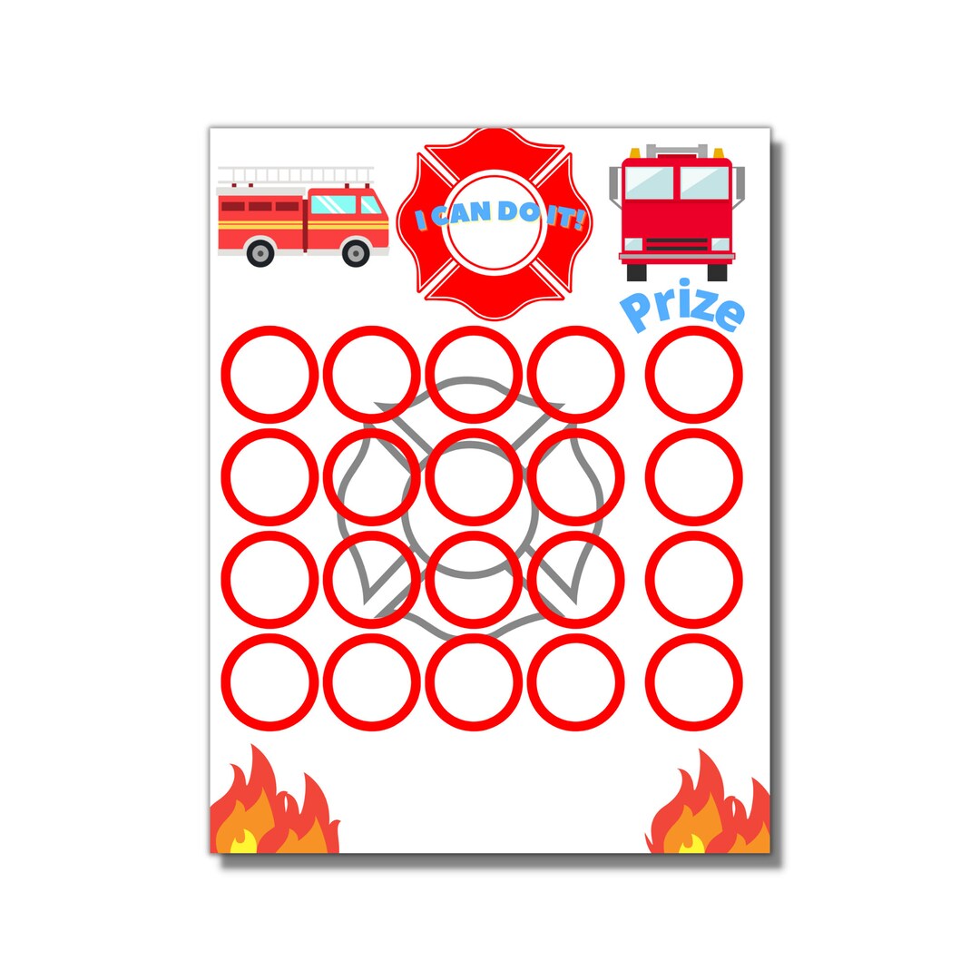 Fire Truck Reward Chart Instant Download, Toddler Reward Chart, Kids ...