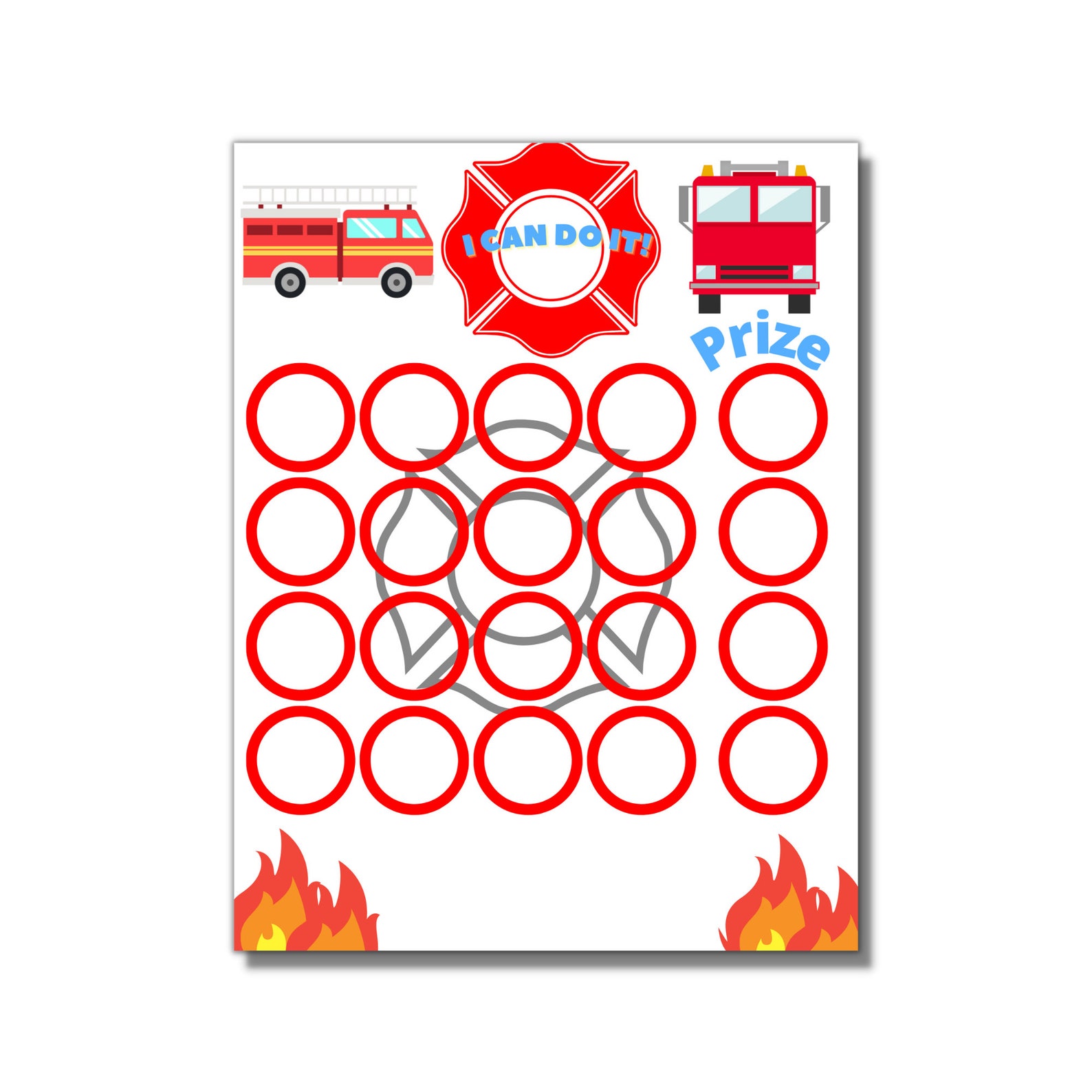 Fire Truck Reward Chart Instant Download, Toddler Reward Chart, Kids ...