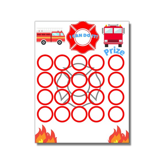 Fire Truck Reward Chart Instant Download Toddler Reward - Etsy