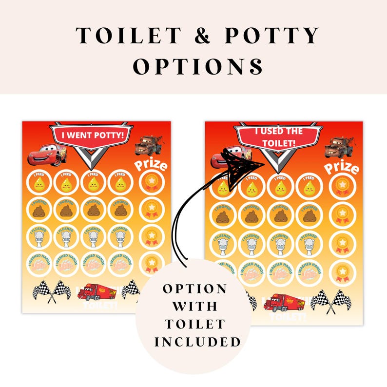 Cars Potty Training Chart Printable, Toilet Training Chart, Toileting ...