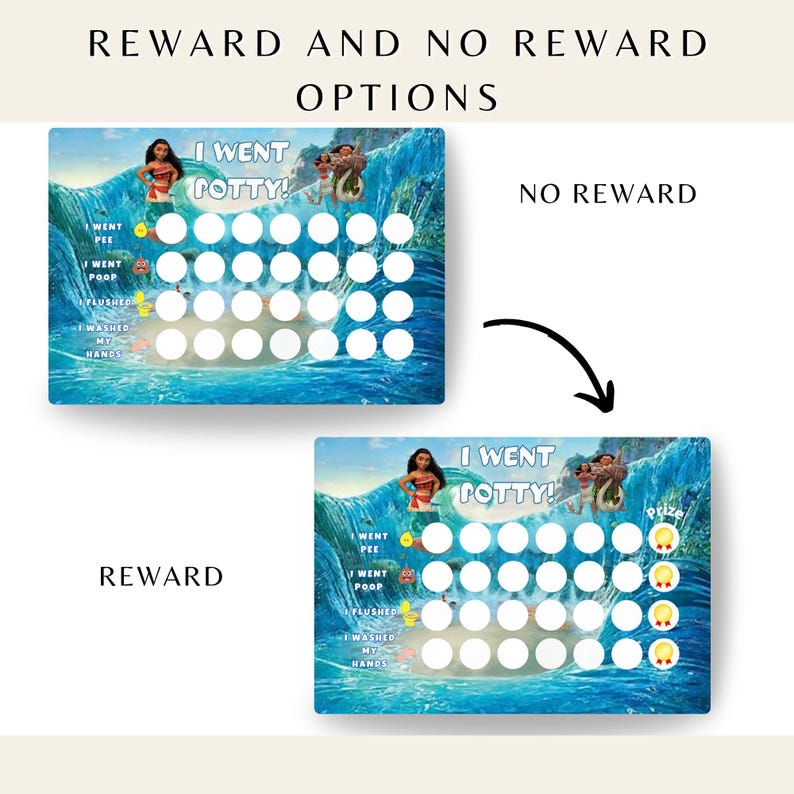 Moana Potty Chart, Toddler Potty Training Chart, Toilet Training Reward ...