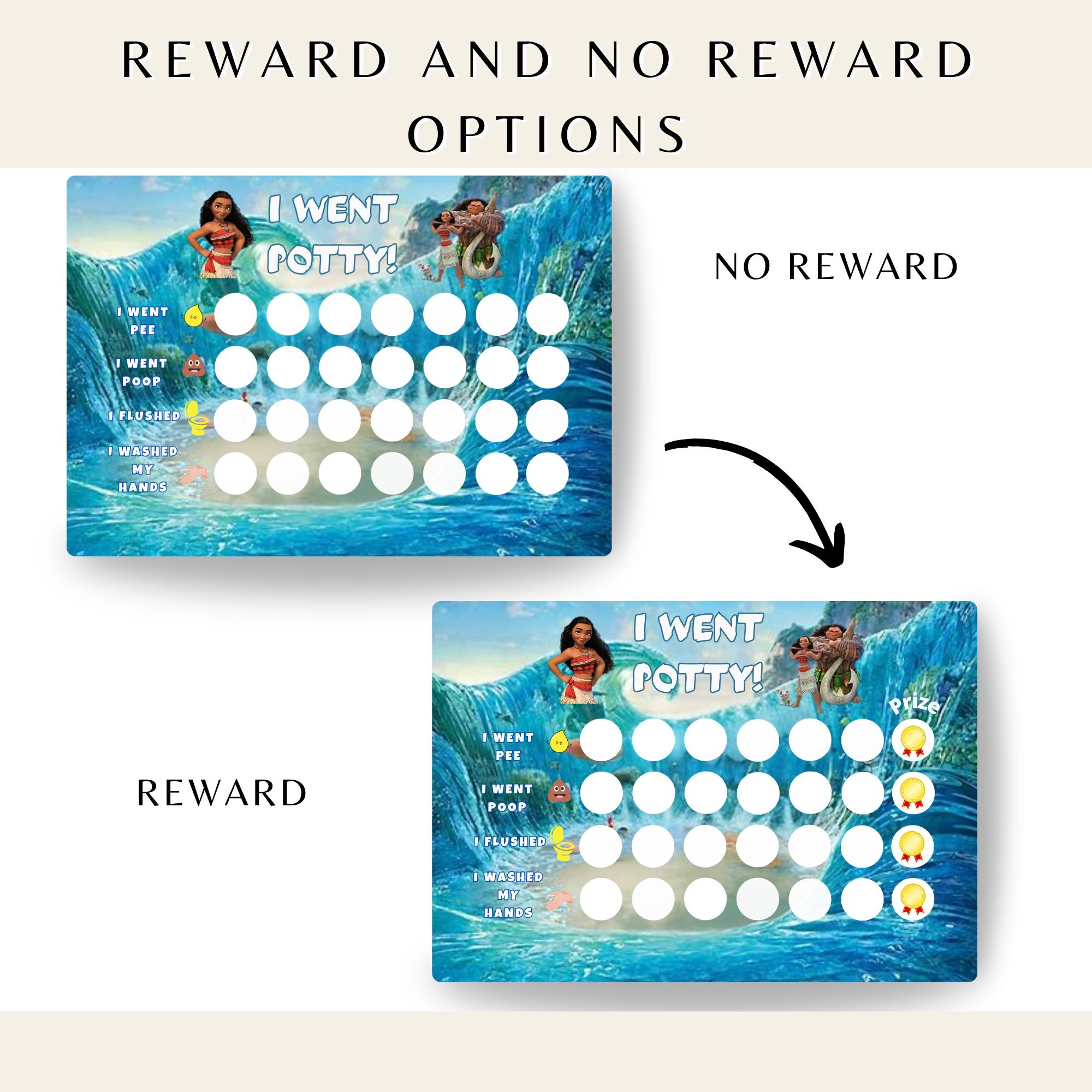 Moana Potty Chart, Toddler Potty Training Chart, Toilet Training Reward ...