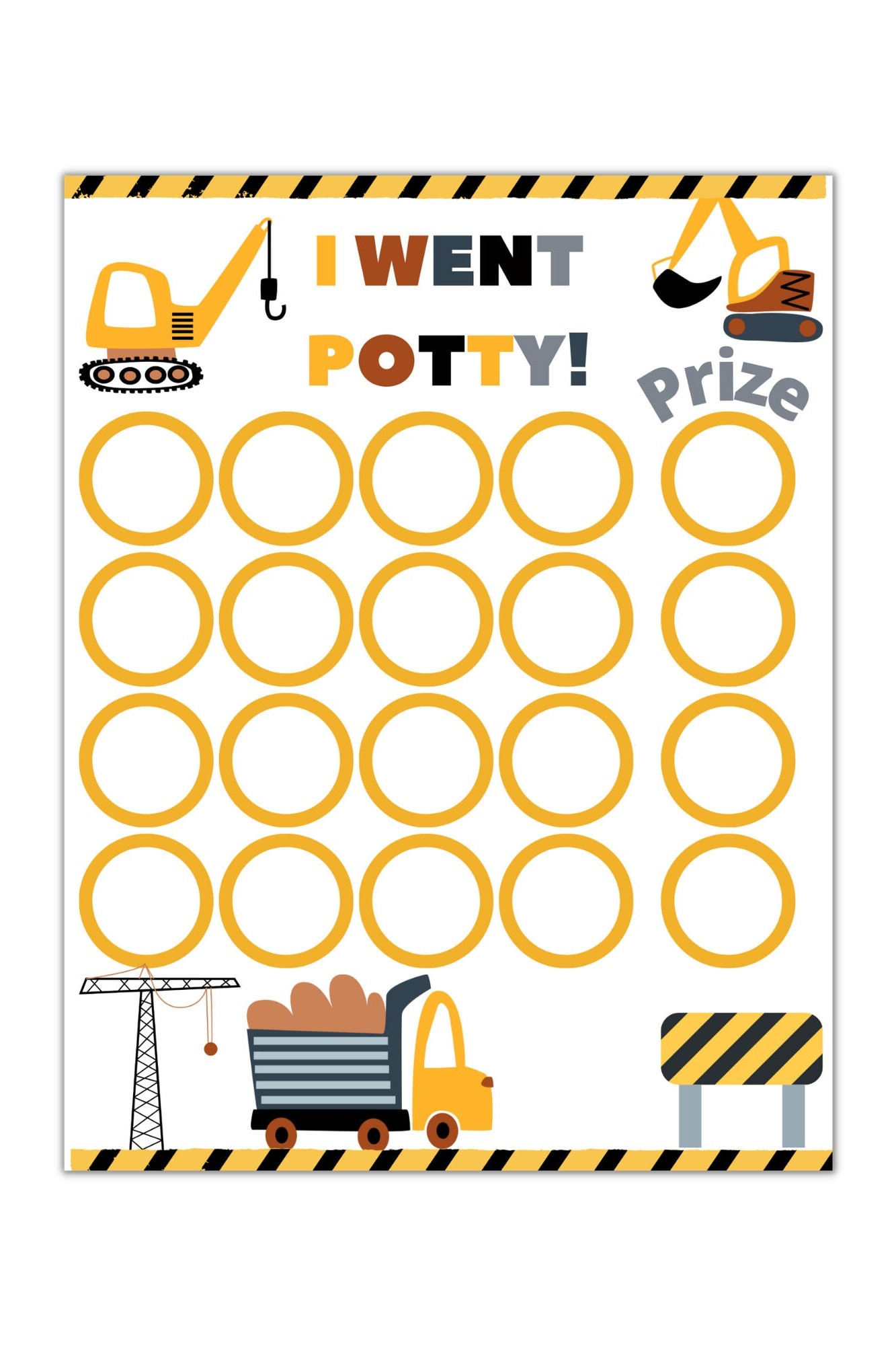 Printable Construction Potty Chart | Construction Kids Behavior Chart ...