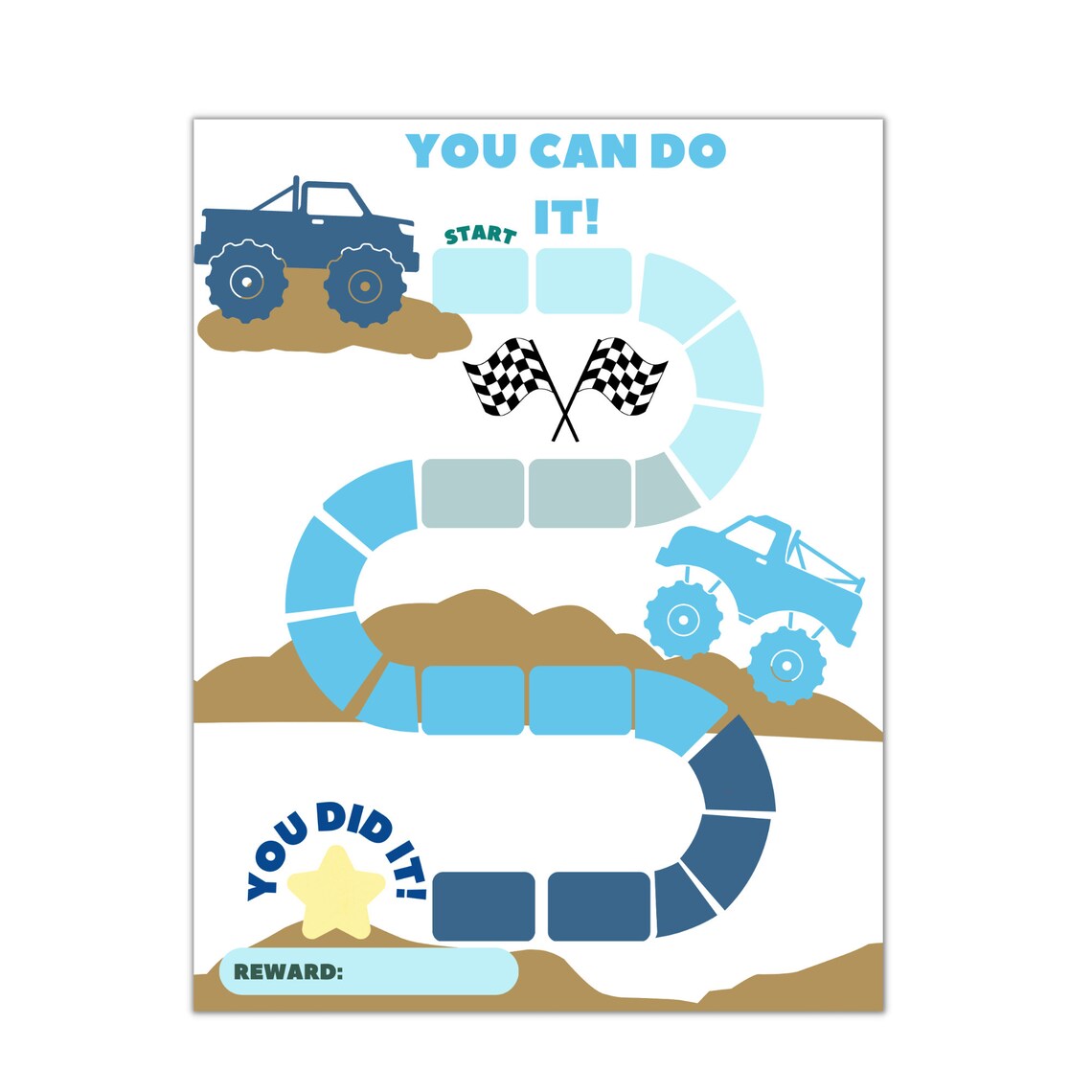 Printable Monster Truck Reward Chart | Monster Truck Potty Chart ...