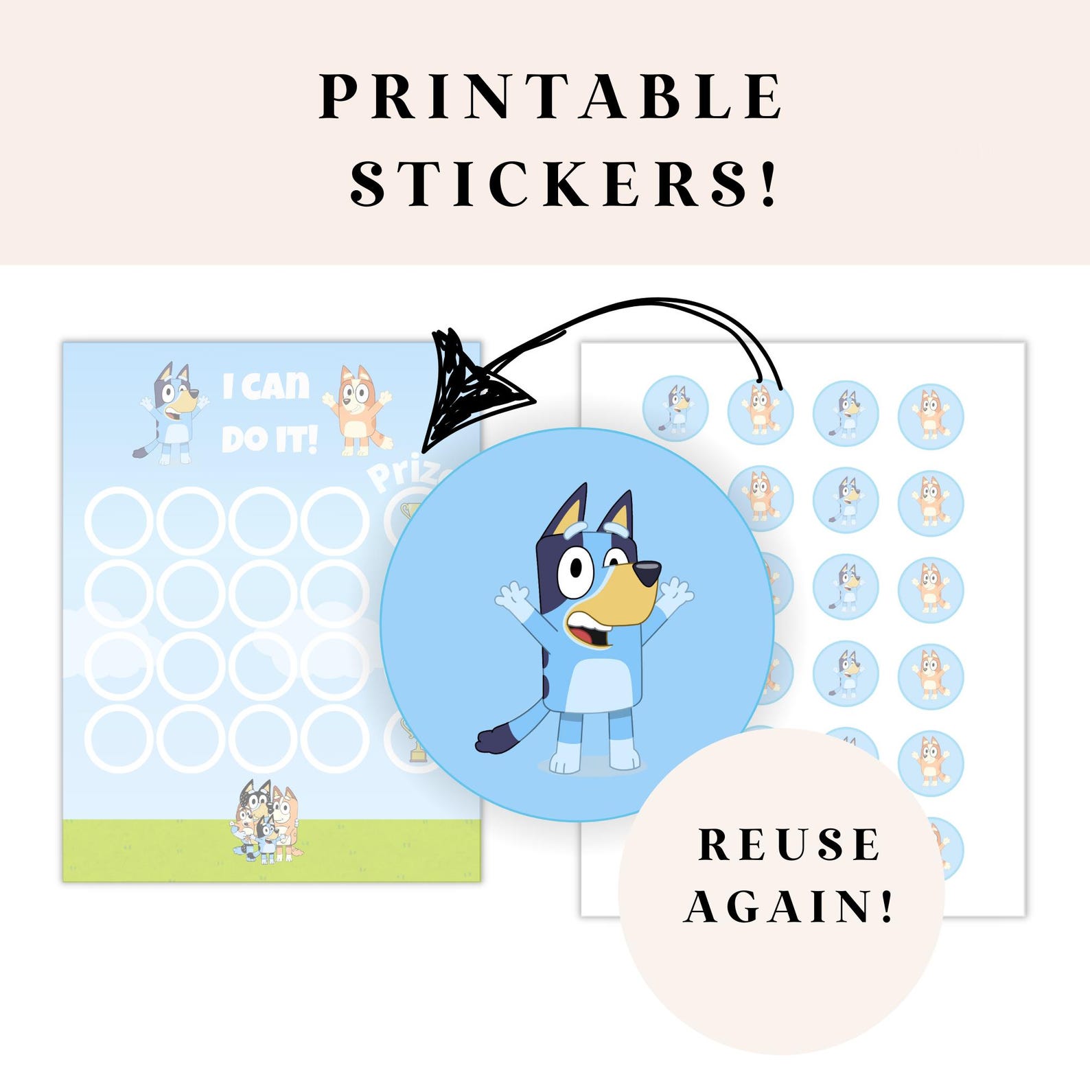 Bluey Reward Chart | Printable Bluey Sticker Chart | Daily Chore Chart ...