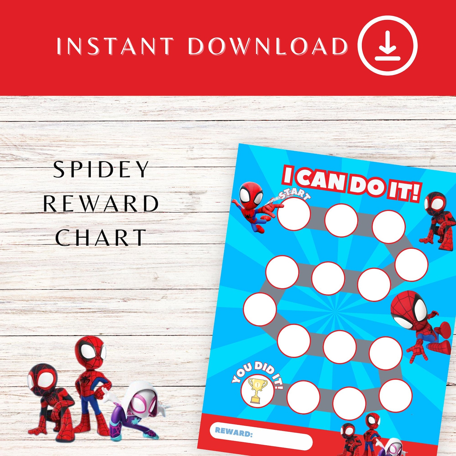 Spidey Reward Chart, Potty Reward Chart, Spidey and His Amazing Friends ...