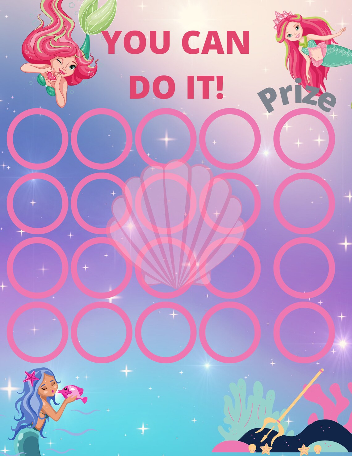 Mermaid Reward Chart, Mermaid Sticker Chart, Girls Reward Chart ...