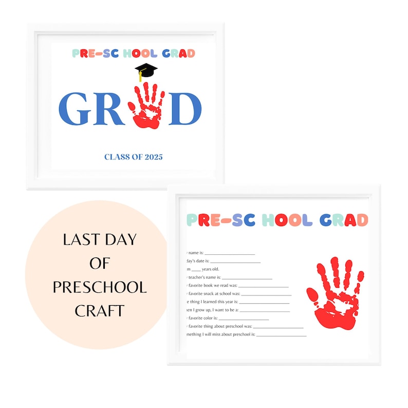Preschool Grad Handprint Art, Pre-k Grad, Last Day of Preschool Craft ...