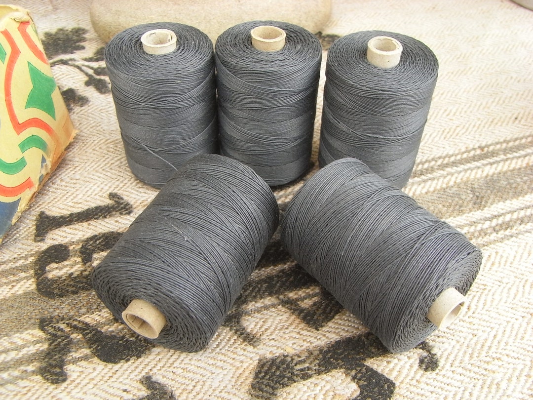 5 Vintage Spools of Linen Thread / Saddler's Thread Gray - Etsy