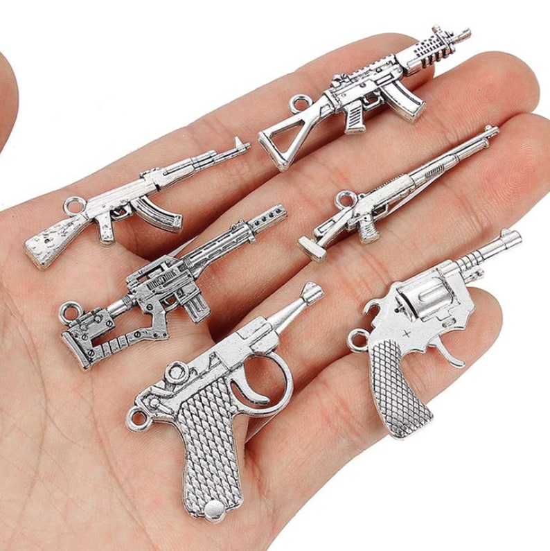 7pcs Gun Shape Charms machine gun assault rifle 40x45mm | Etsy