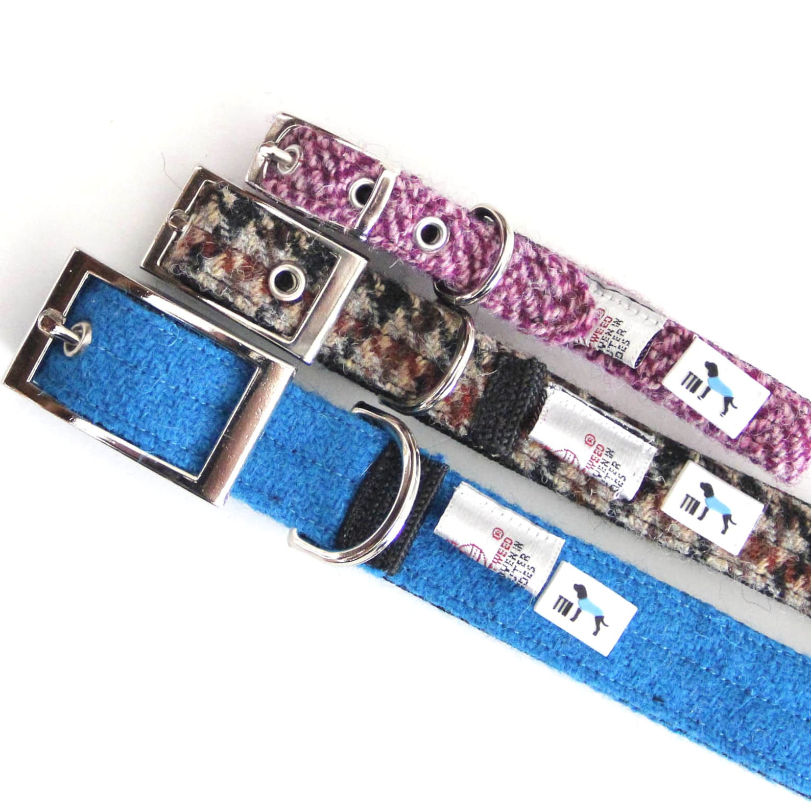 Green Herringbone dog collar in Harris Tweed. Handmade collars | Etsy