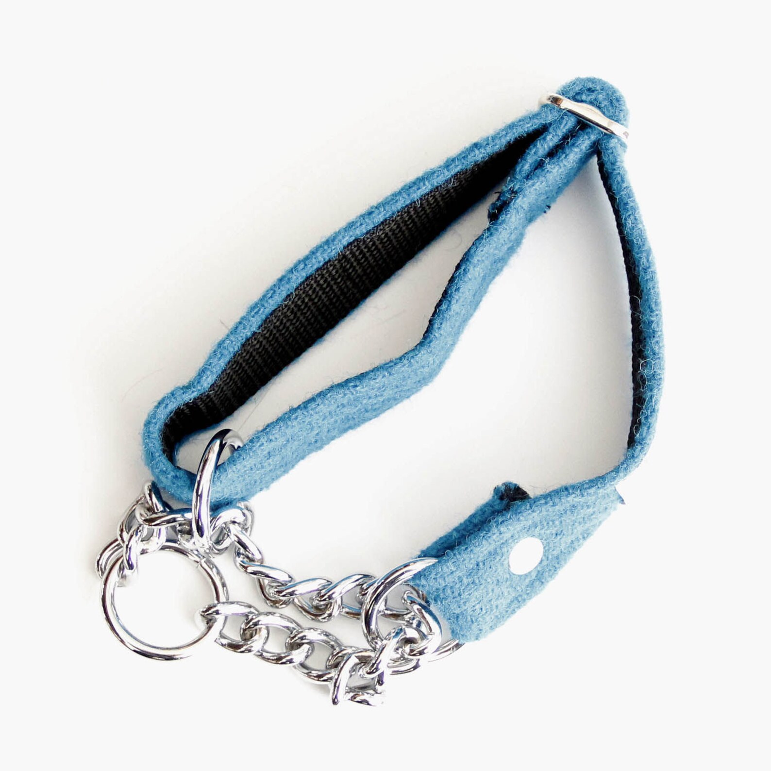 Turquoise Herringbone Harris Tweed Half-check Collar. Gentle Check ...