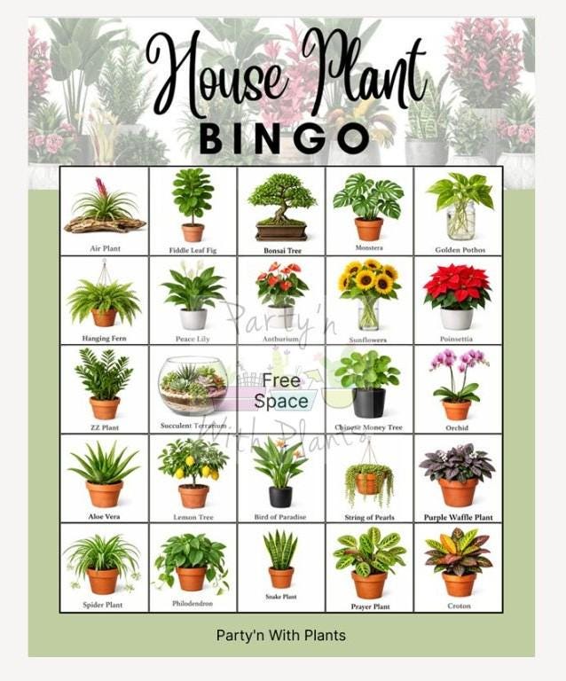 Plant Bingo Event Supplies, 50 House Plant Bingo Cards, Plant Bingo - Etsy