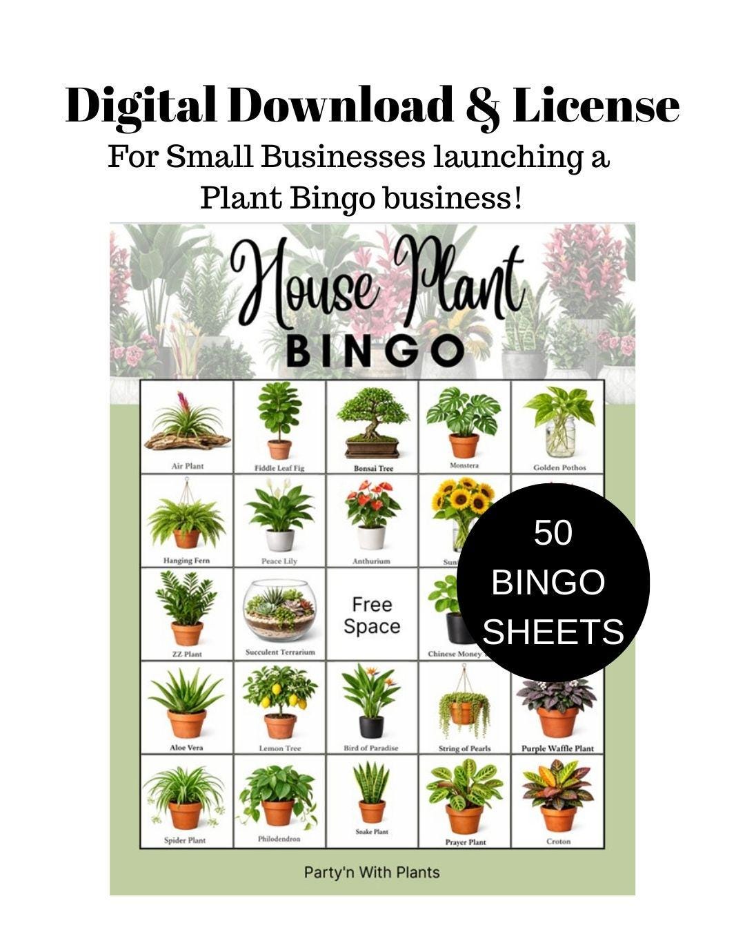 Plant Bingo Event Supplies, 50 House Plant Bingo Cards, Plant Bingo - Etsy