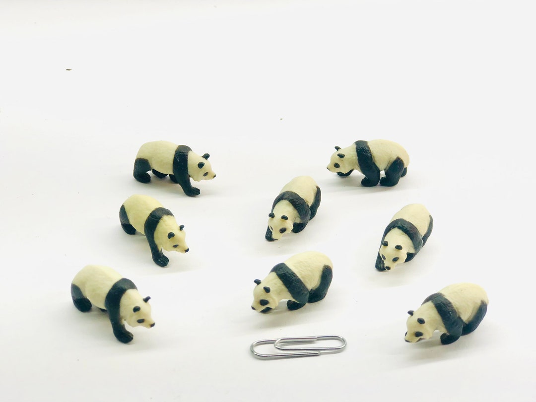 Set of Miniature Pandas, Miniature Safari Animals, Tiny Panda, Panda ...