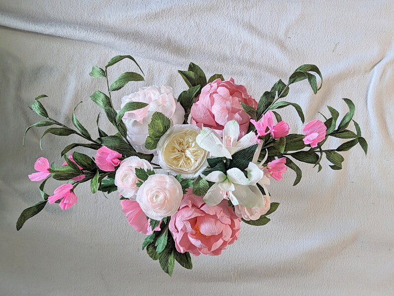 Barbie Pink Blush & White Paper Flowers Bouquet Arrangement - Etsy