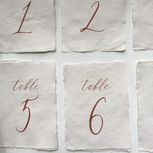 Handmade Paper Calligraphy Table Numbers (single-sided) - Etsy