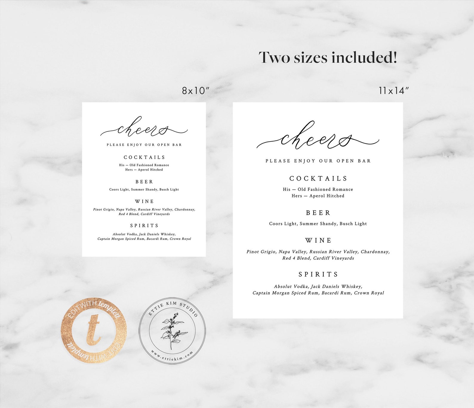 Cheers Lowercase Calligraphy Bar Menu Signature Cocktails | Etsy