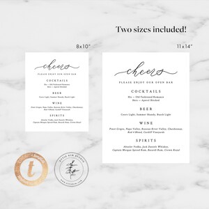 Cheers Lowercase Calligraphy Bar Menu Signature Cocktails - Etsy