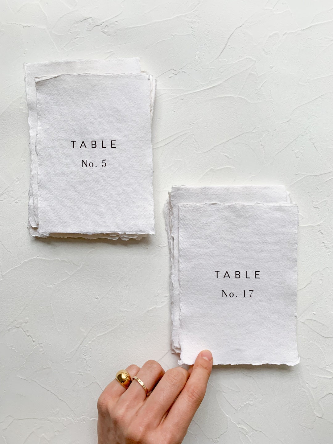 Modern Minimalist Handmade Paper Table Numbers, Typography single-sided ...